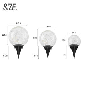 HEDAQI Solar Cracked Glass Globe Ball Light Warm White LED Garden Lights For Outdoor Pathway ...